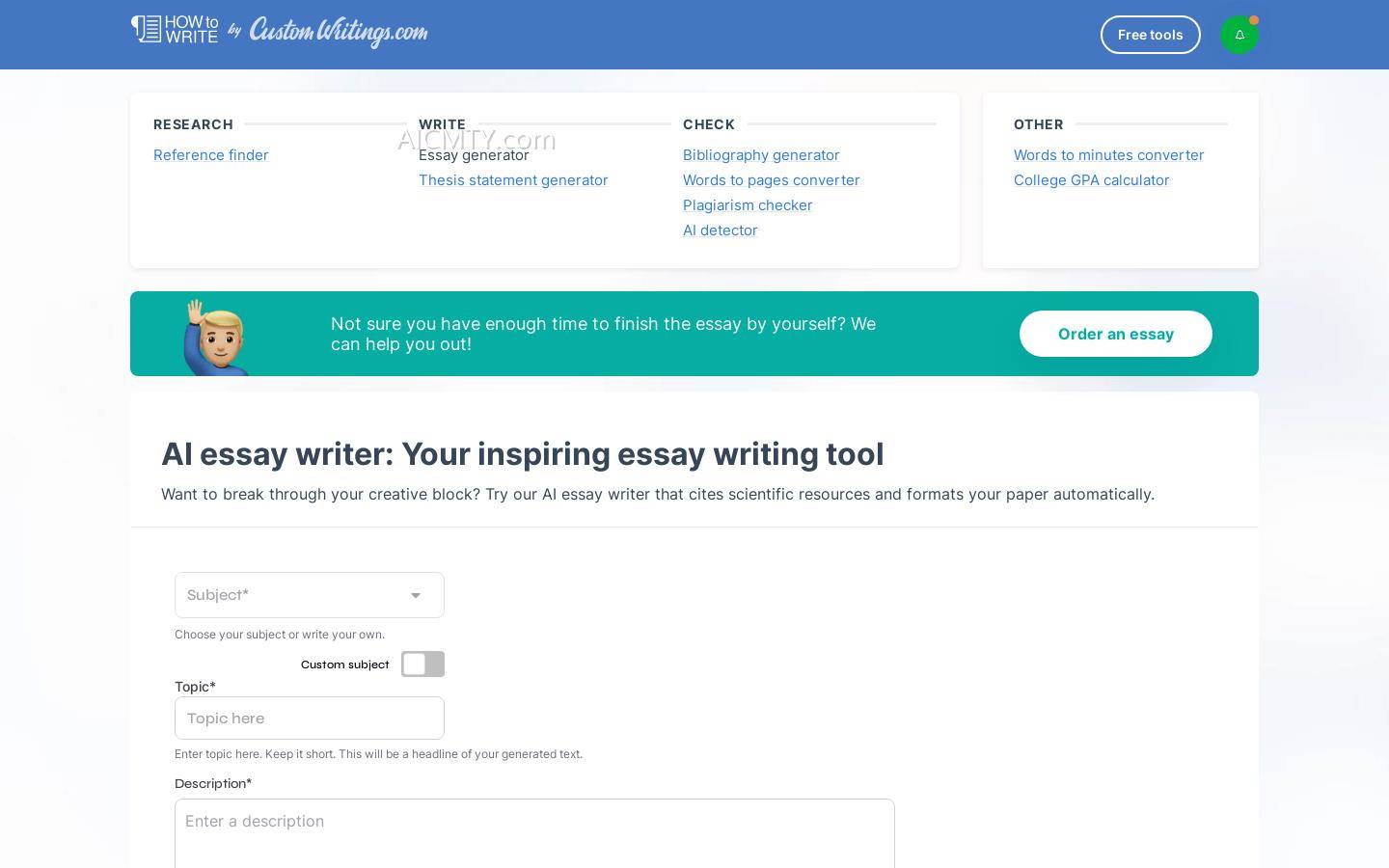 AI Essay Writer: 人工智能学术写作工具 | CustomWritings.com – AICMTY