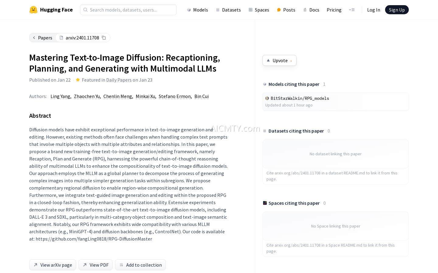 RPG-DiffusionMaster: 文本到图像生成/编辑框架 – AICMTY