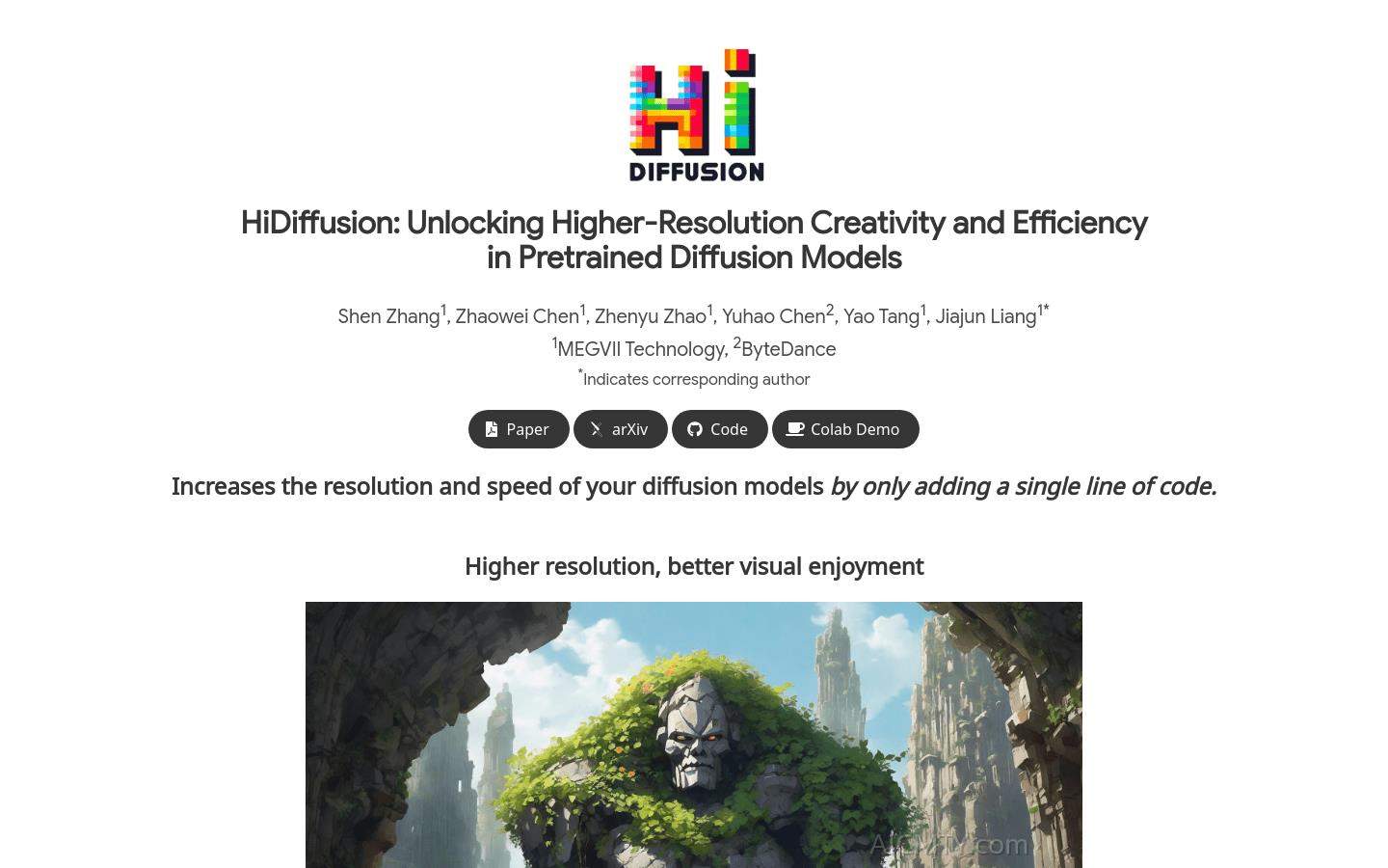 HiDiffusion：高分辨率预训练扩散模型 – AICMTY