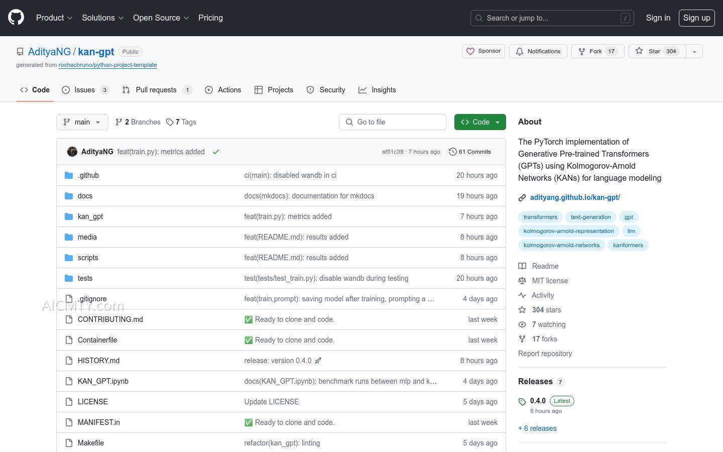 基于PyTorch的Generative Pre-trained Transformers (GPTs)实现 – kan-gpt – AICMTY
